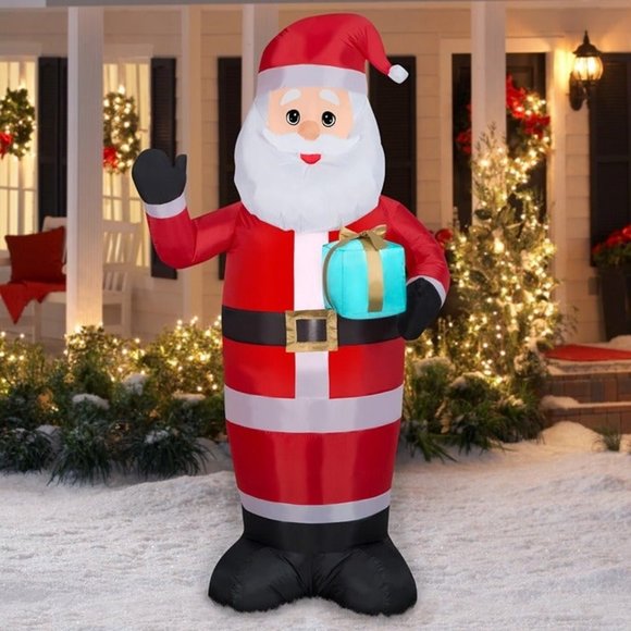 Gemmy | Holiday | Holiday Time Santa With Gift Box Christmas Inflatable ...
